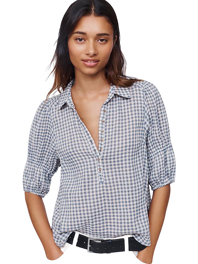 PILCRO Pilcro Tallulah Puff Sleeve Buttondown Top